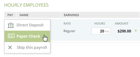 How do I change an employee's pay method for a single payroll?